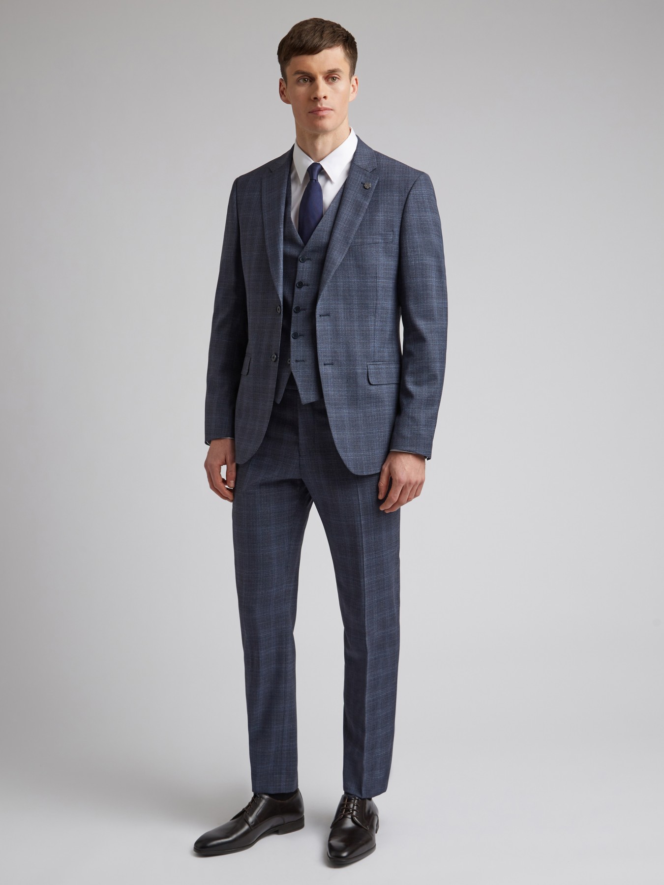 Ted Baker Slim Check Suit - Navy | coles-menswear.co.uk
